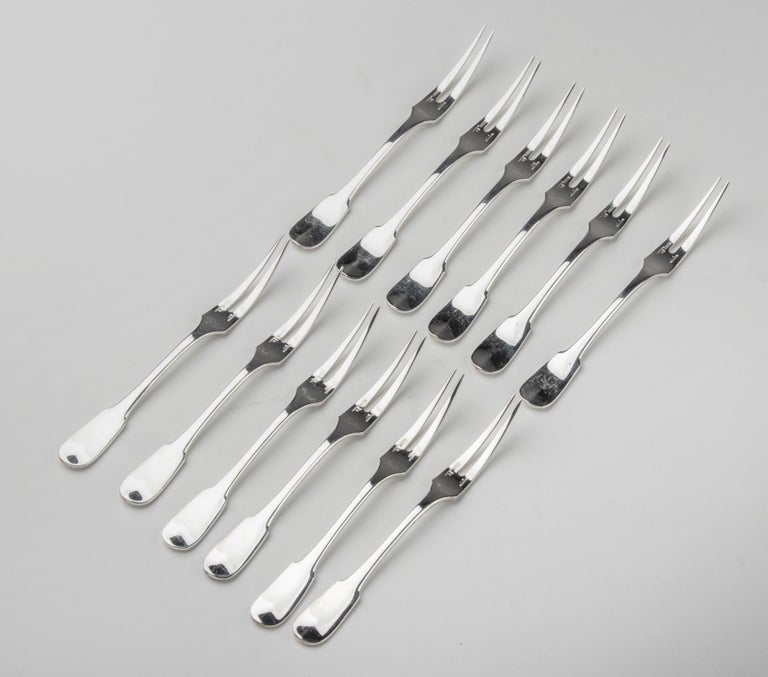 Set of 12 Silver Plated Seafood Forks Made by Christofle Model Cluny ...