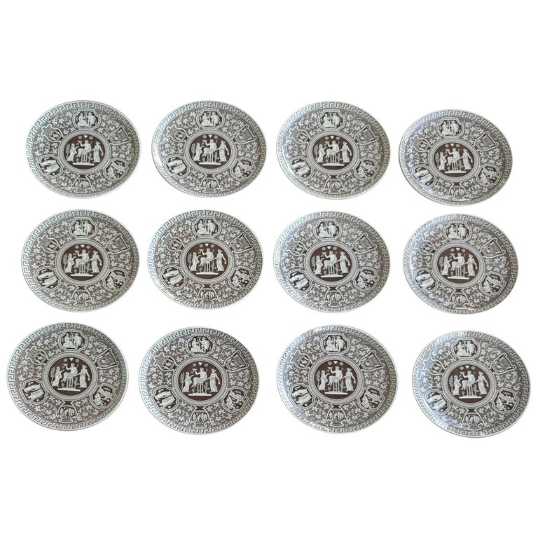Set of 12 Spode Brown Greek Key Dinner Plates at 1stDibs