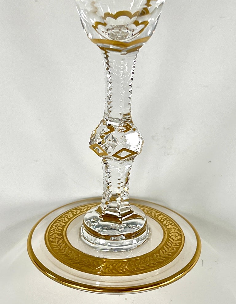 Set of 12 St Louis Crystal Handblown Gilt Champagne Flutes Congress ...