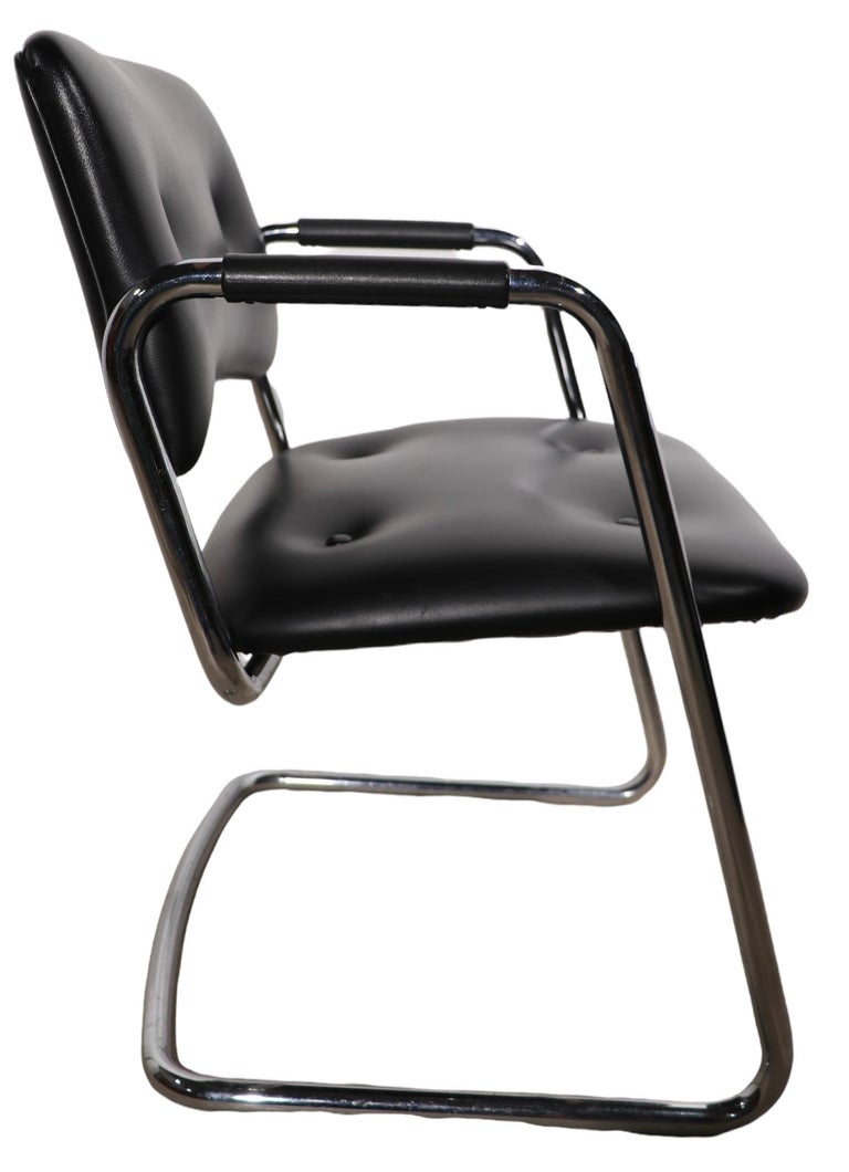 Set of 12 Steelcase Chrome and Black Cantilevered Armchairs Model 421 ...