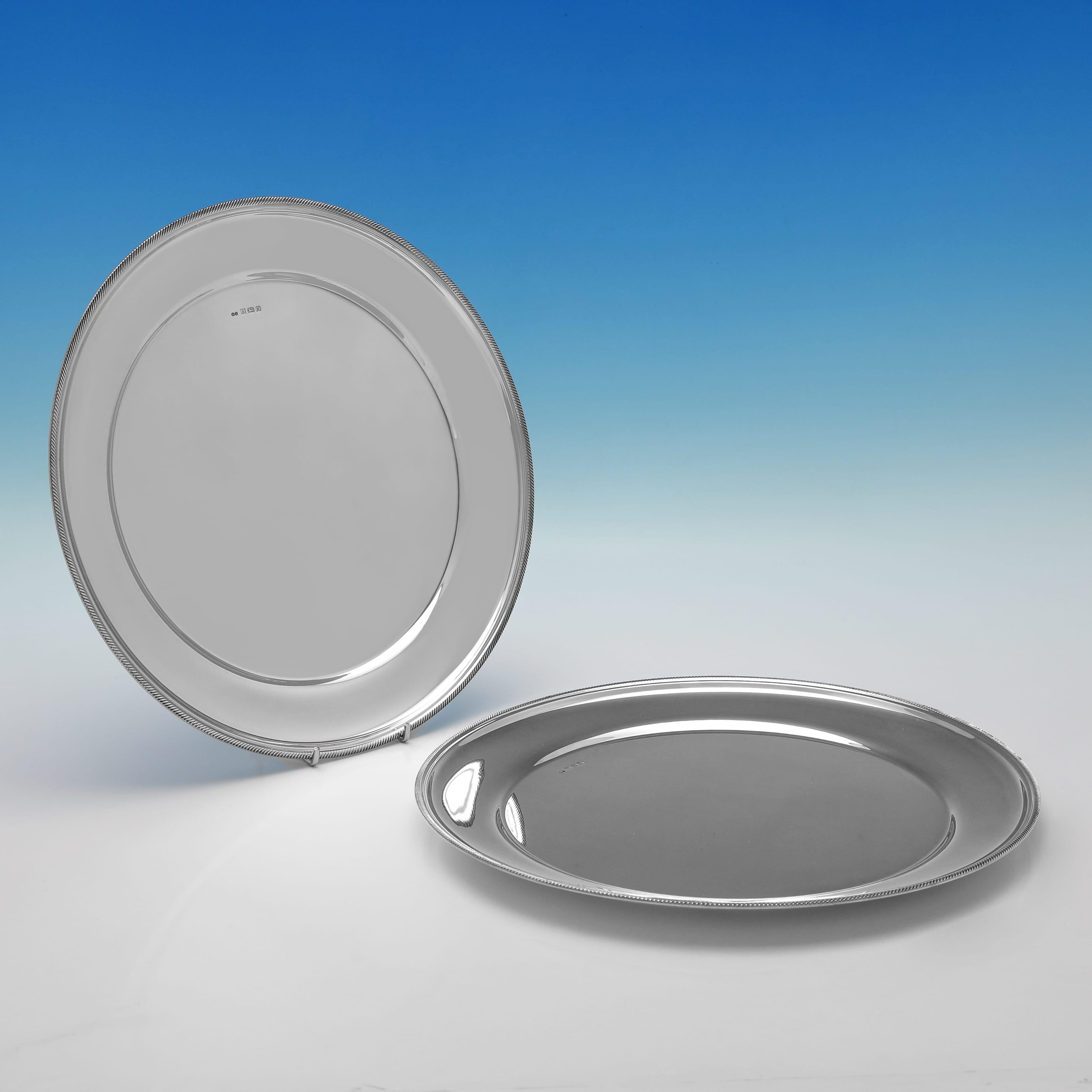 Set of 12 sterling silver second course plates or underplates made in ...