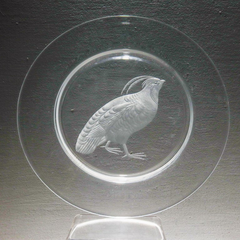 Set of 12 Steuben Wheel Engraved Crystal or Glass Audubon Plates by ...