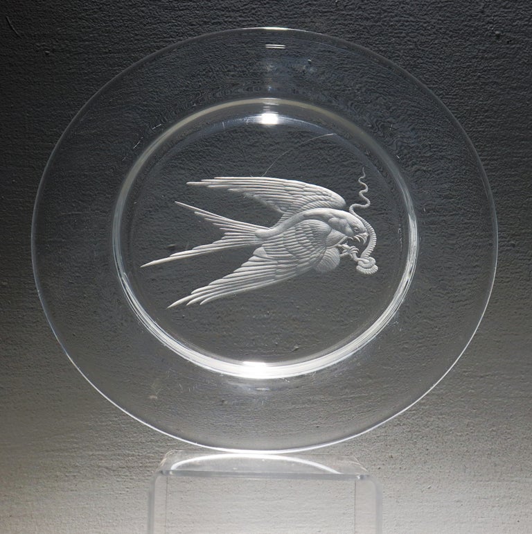 Set of 12 Steuben Wheel Engraved Crystal or Glass Audubon Plates by ...