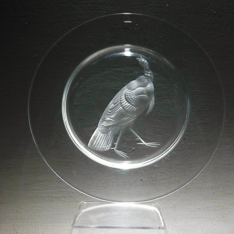 Set of 12 Steuben Wheel Engraved Crystal or Glass Audubon Plates by ...