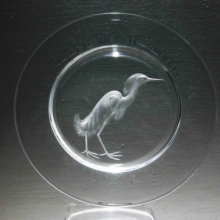 Set of 12 Steuben Wheel Engraved Crystal or Glass Audubon Plates by ...