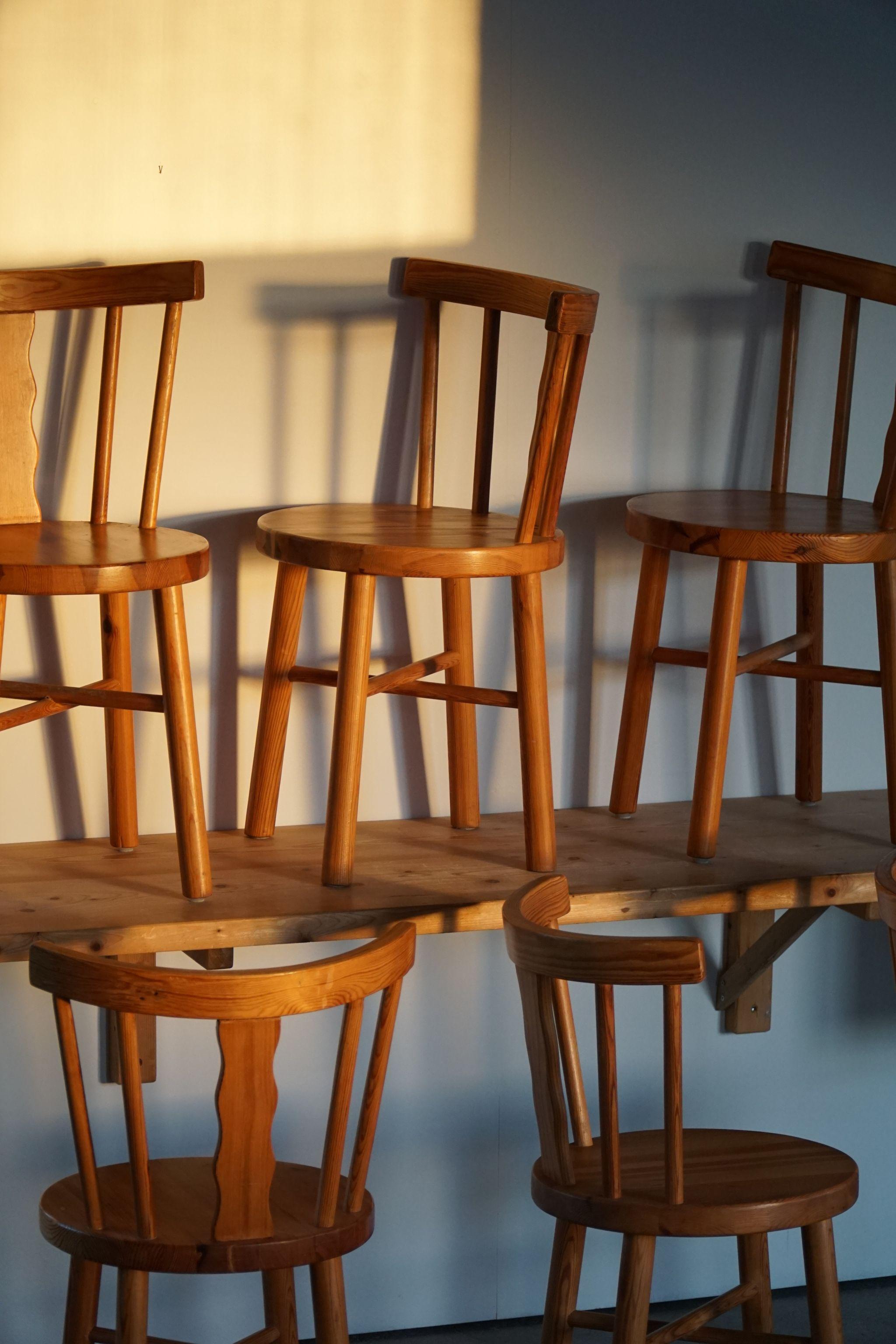 Set of 12 Swedish Modern Solid Pine Chairs, Made at Steneby Hemslöjd ...