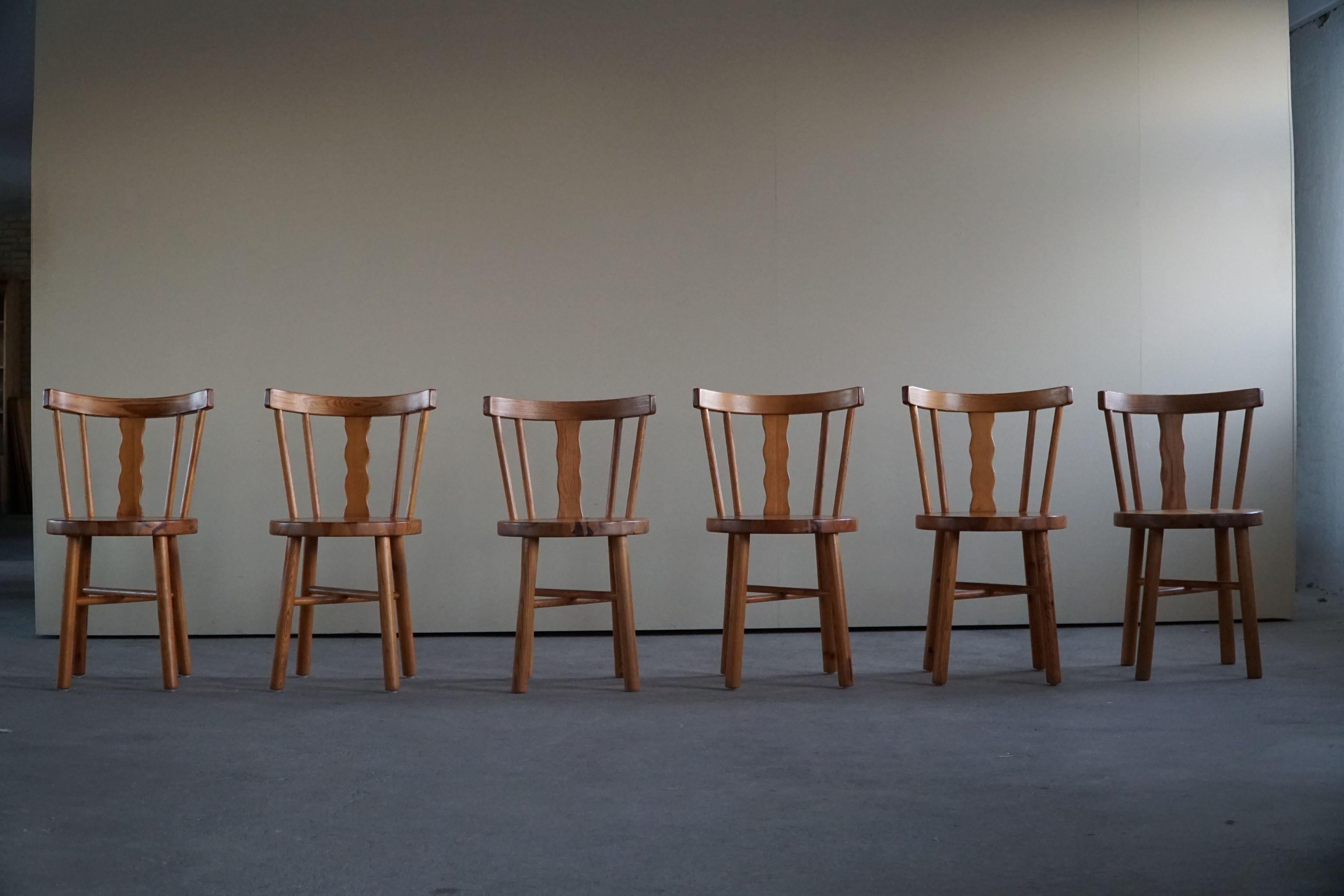 Set of 12 Swedish Modern Solid Pine Chairs, Made at Steneby Hemslöjd ...