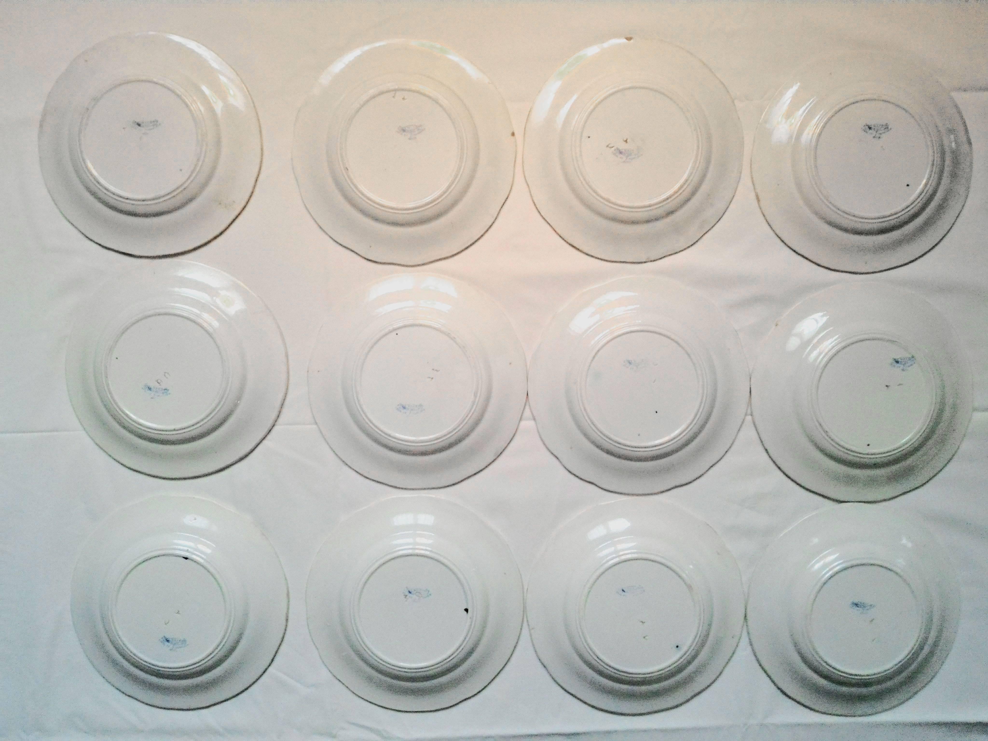 Set of 12 Talking Plates, French Military Signed by Creil Montereau ...