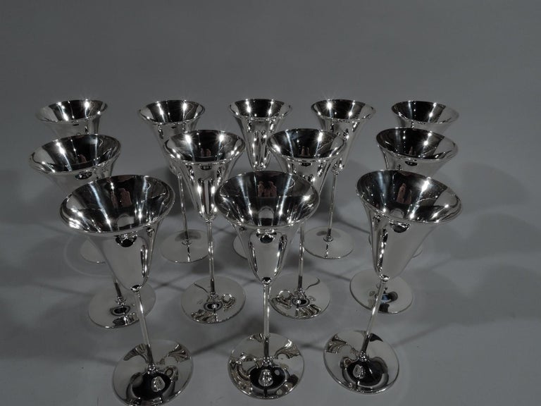 Set of 12 Tiffany Modern Sterling Silver Chic Champagne Tulip Flutes ...