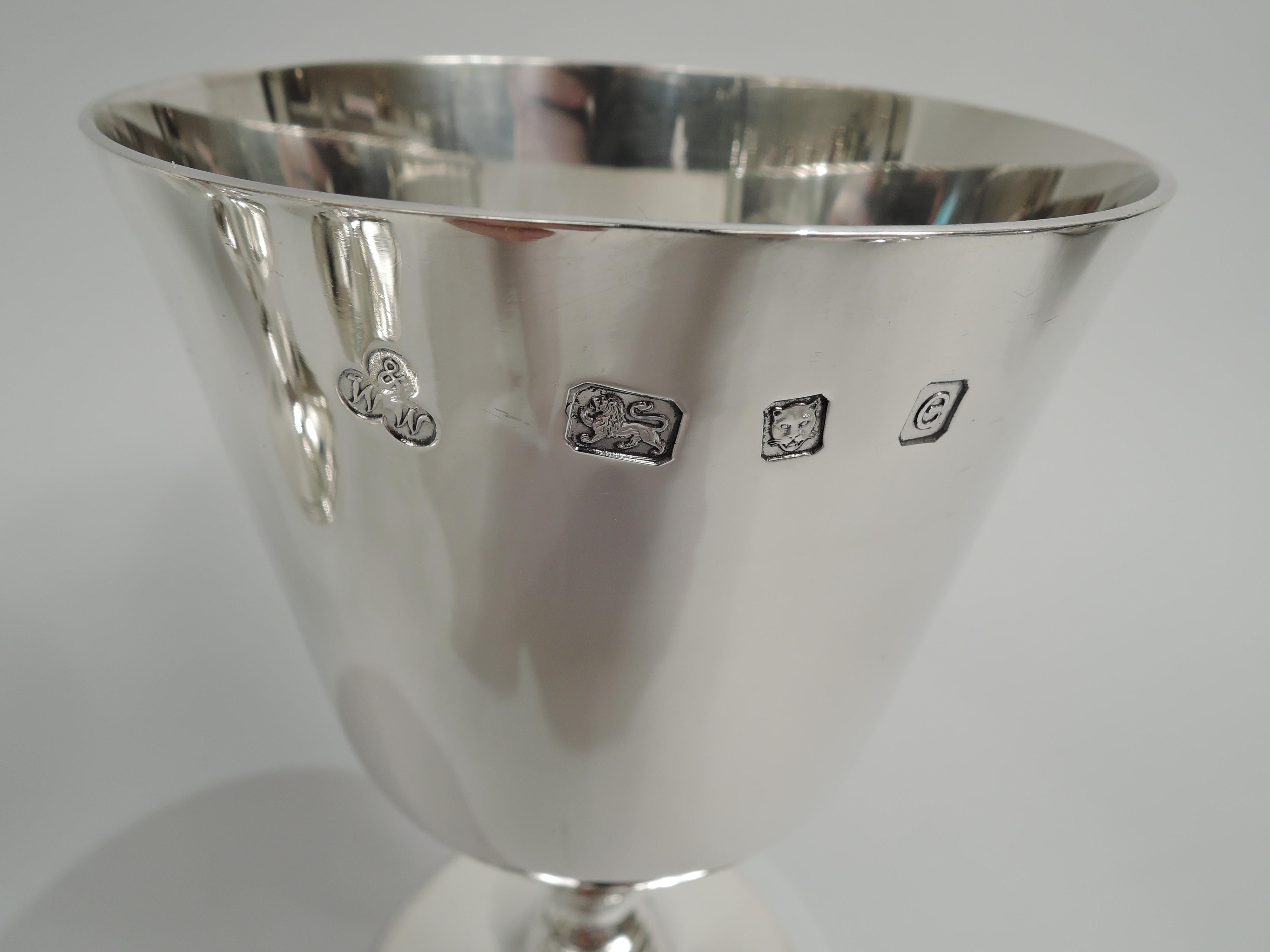 Set of 12 Traditional English Sterling Silver Goblets For Sale at 1stDibs