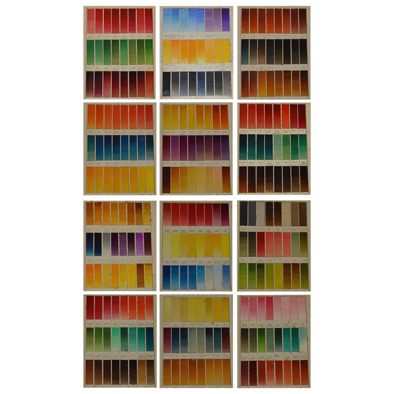 Set of 12 Vintage Artists Oil Color Charts, circa 1900 For Sale at 1stDibs
