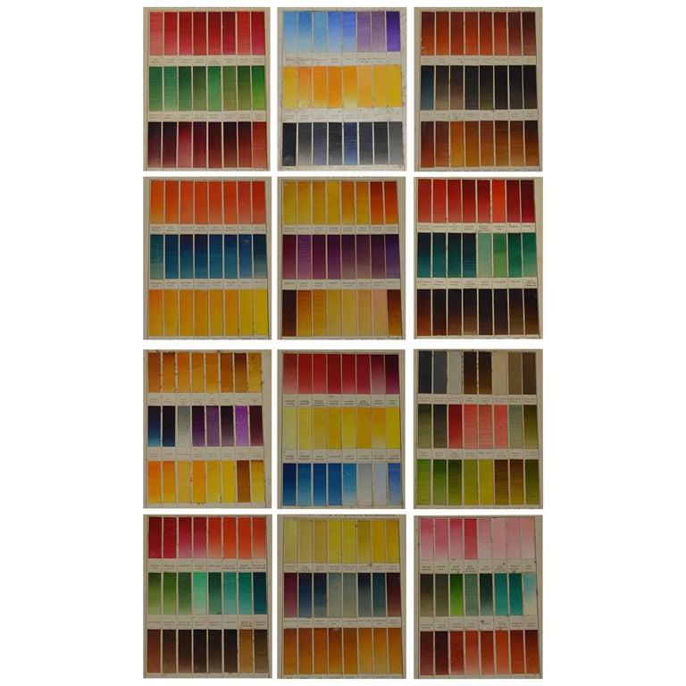 Set of 12 Vintage Artists Oil Color Charts, circa 1900 For Sale at 1stDibs