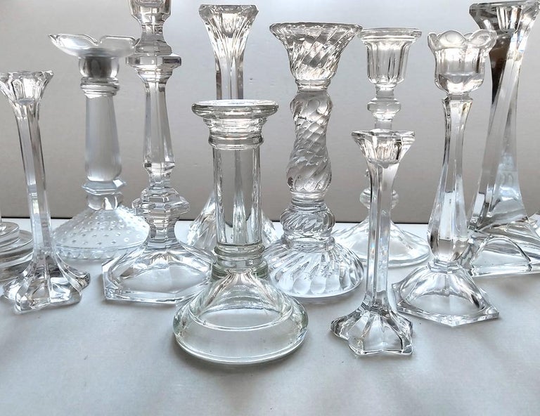 Set of 12 Vintage Glass Crystal Candlesticks Candle Holders at 1stDibs ...
