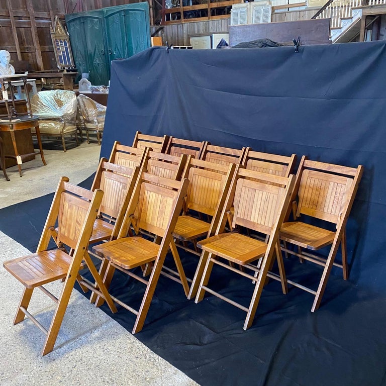 Set of 12 Vintage Wooden Stackable Folding Chairs from Paris ...