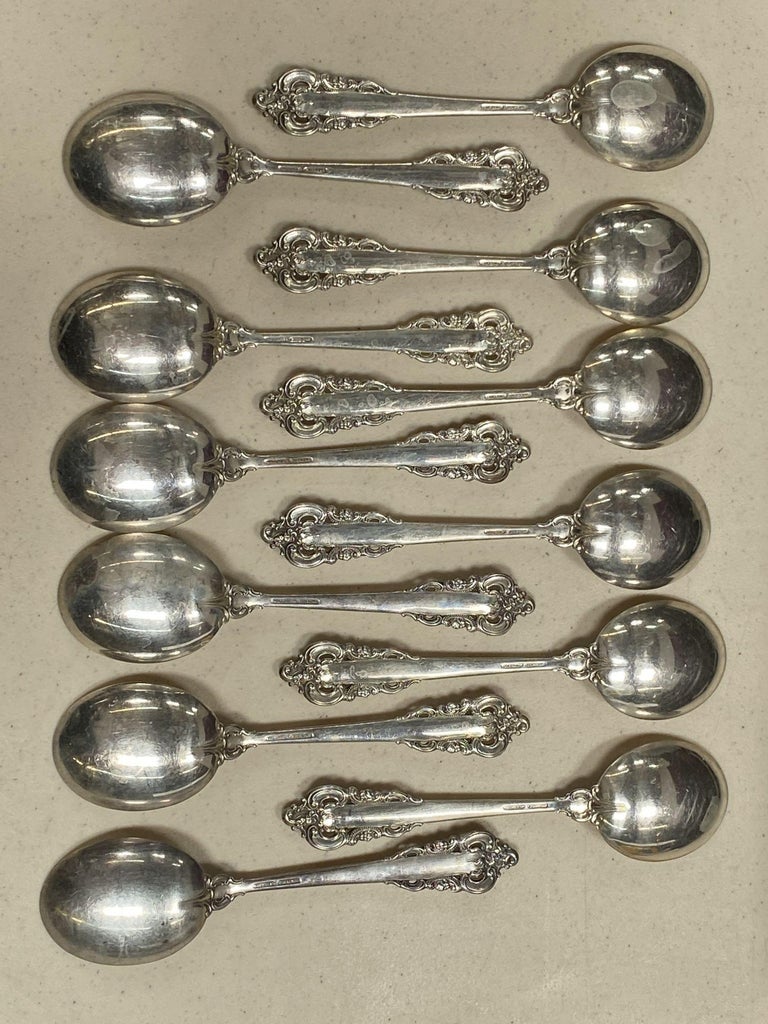 Set of 12 Wallace Grande Baroque Sterling Silver Flatware with Orignal ...