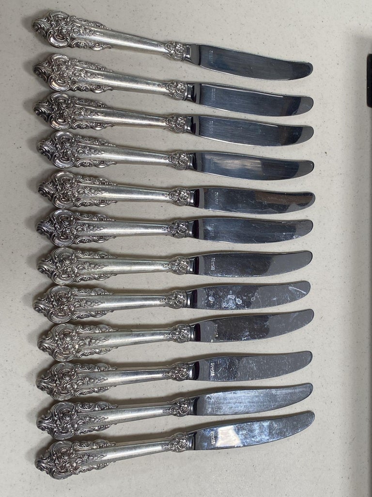 Set of 12 Wallace Grande Baroque Sterling Silver Flatware with Orignal ...