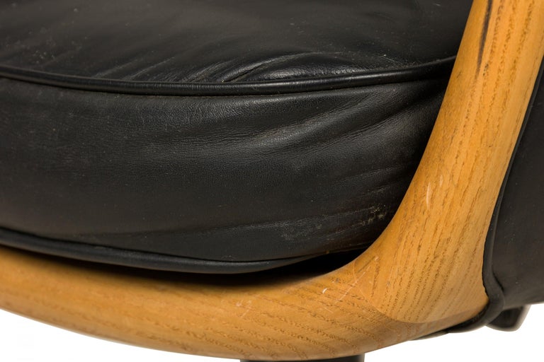 Set of 12 Ward Bennett for Brickel Associates Ash and Black Leather For ...
