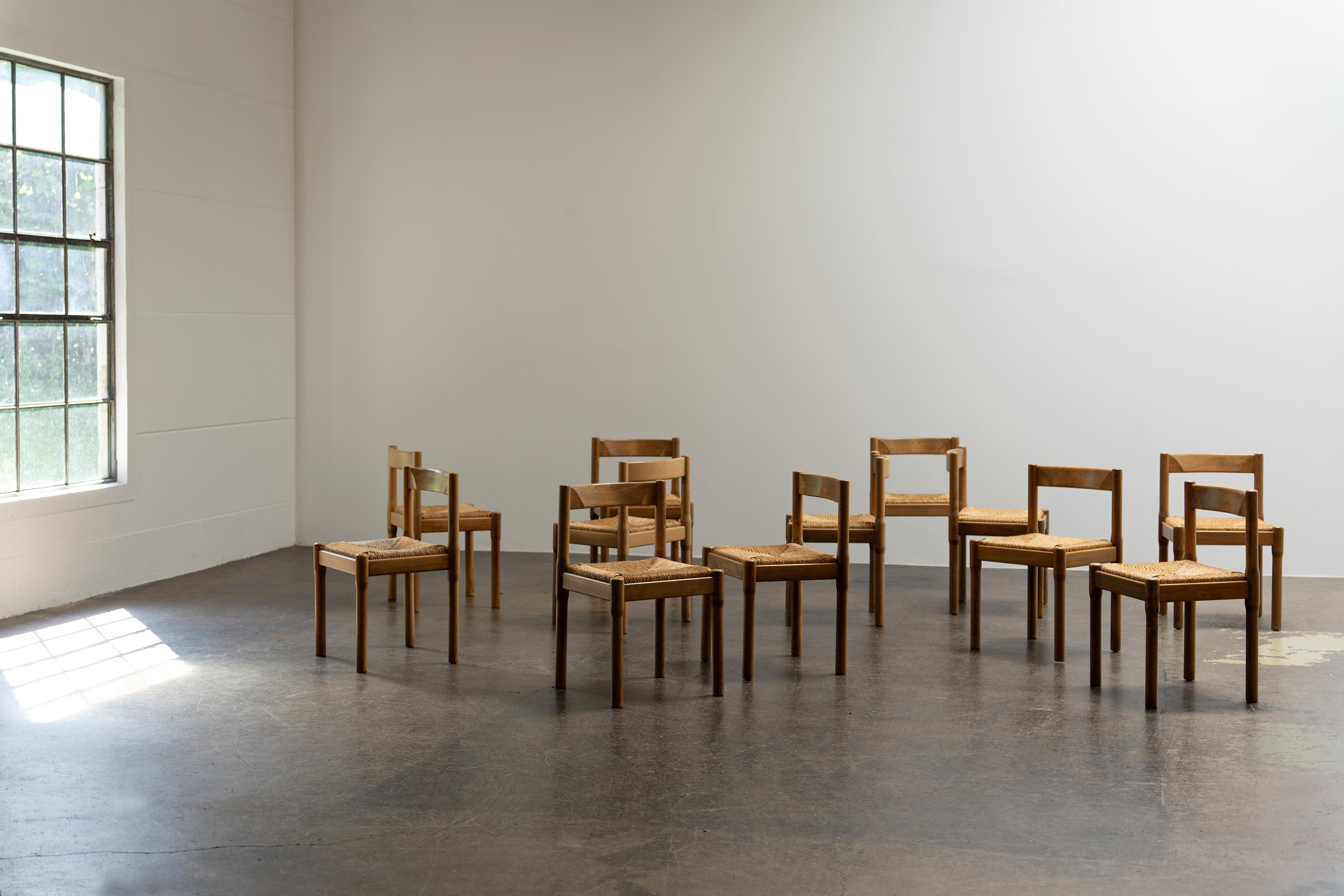 Set of 12 Wicker Seat "Carimate" Chairs by Vico Magistretti Comi, Italy ...