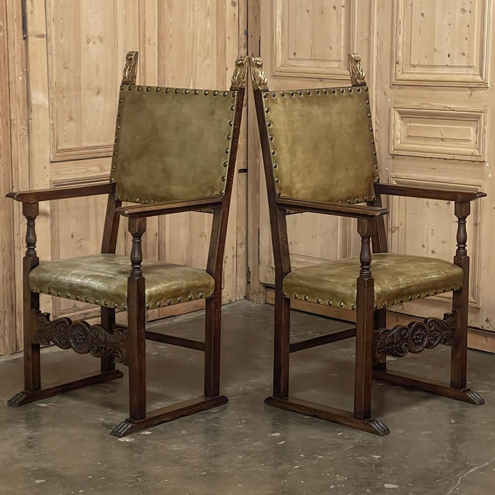 Set of 13 Antique Italian Renaissance Walnut Dining Chairs For Sale at ...