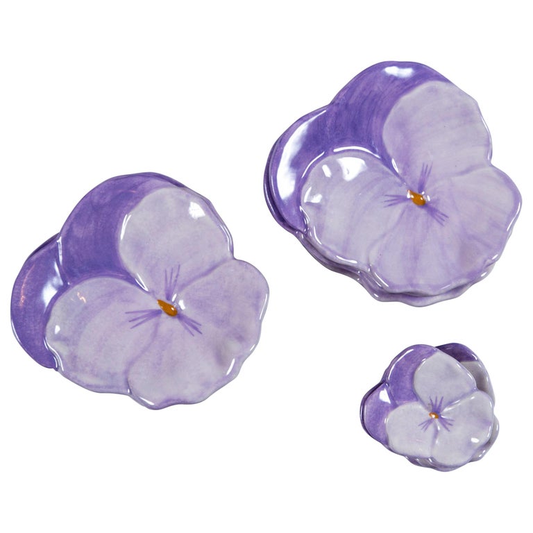 Set of 13 Ernestine Salerno Italian Pansy Dishes at 1stDibs | ernestine ...
