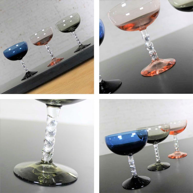 Set of 13 Pieces Multi Color Stemware in Three Sizes with Twisted Clear ...