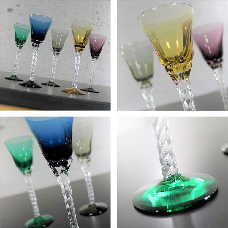 Set of 13 Pieces Multi Color Stemware in Three Sizes with Twisted Clear ...