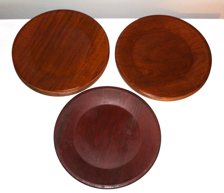 Set of 13 Swedish Teak Dining Plates by Silva from 1976 at 1stDibs
