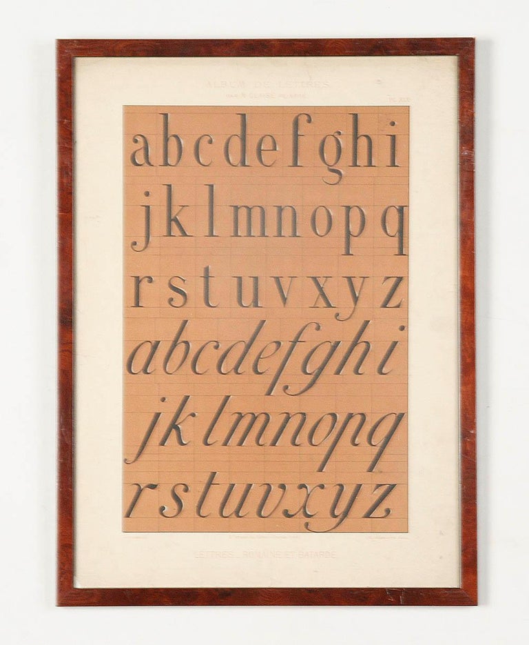 Set of 13 Typography Alphabet Lithographs made by N. Glaise edited by ...