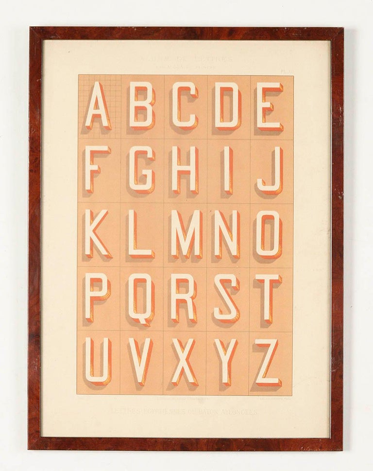 Set of 13 Typography Alphabet Lithographs made by N. Glaise edited by ...