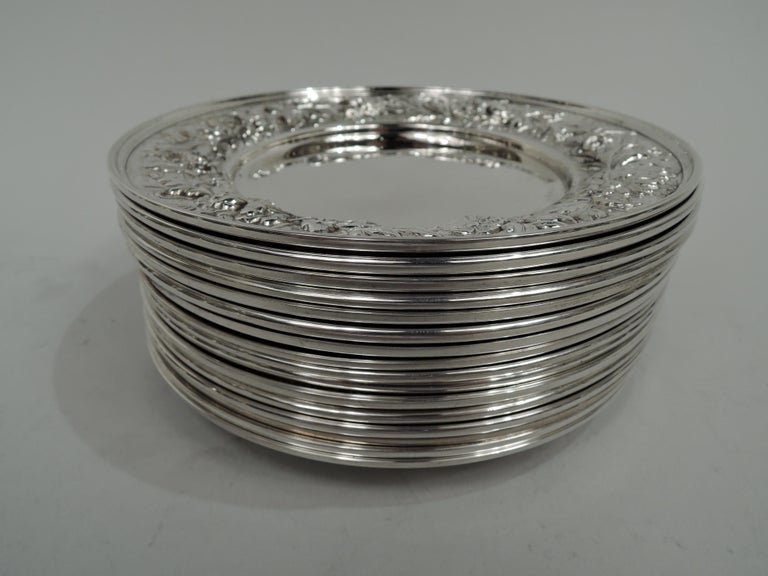 Set of 16 Kirk-Stieff Repousse Sterling Silver Bread and Butter Plates ...