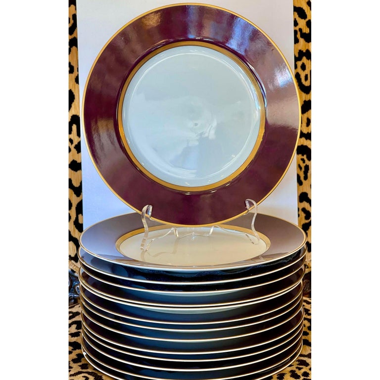 Set of 16 Modern Fitz and Floyd Renaissance Aubergine Charger Service ...