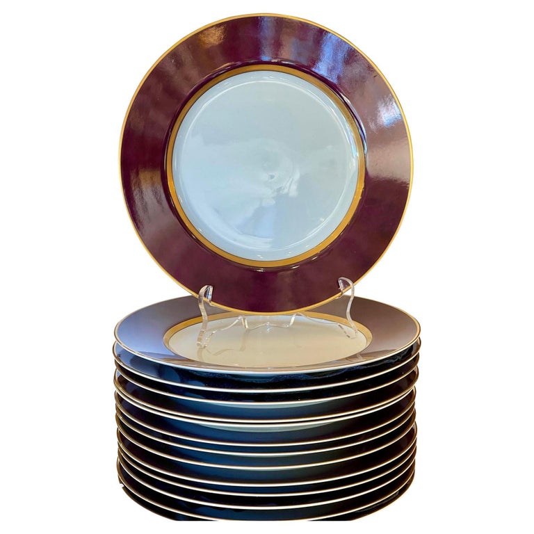 Set of 16 Modern Fitz and Floyd Renaissance Aubergine Charger Service ...