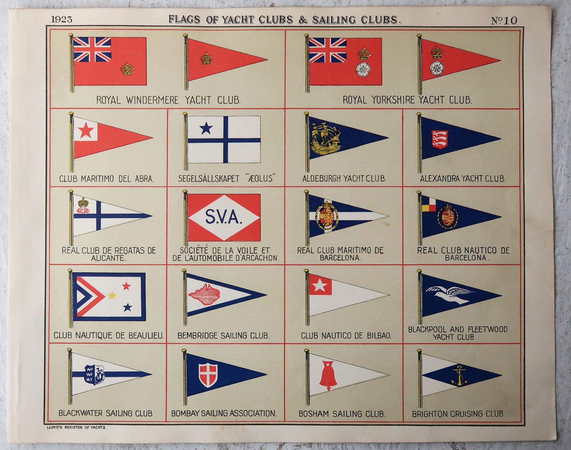 Set of 16 Original Vintage Prints of Yacht Club Flags, Dated 1923 at ...