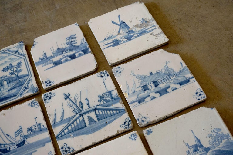 Set of 17 French Tiles, circa 1680 at 1stDibs