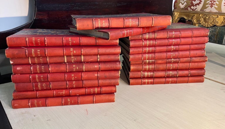 Set of 18 English Leather Bound Country Life” Books at 1stDibs