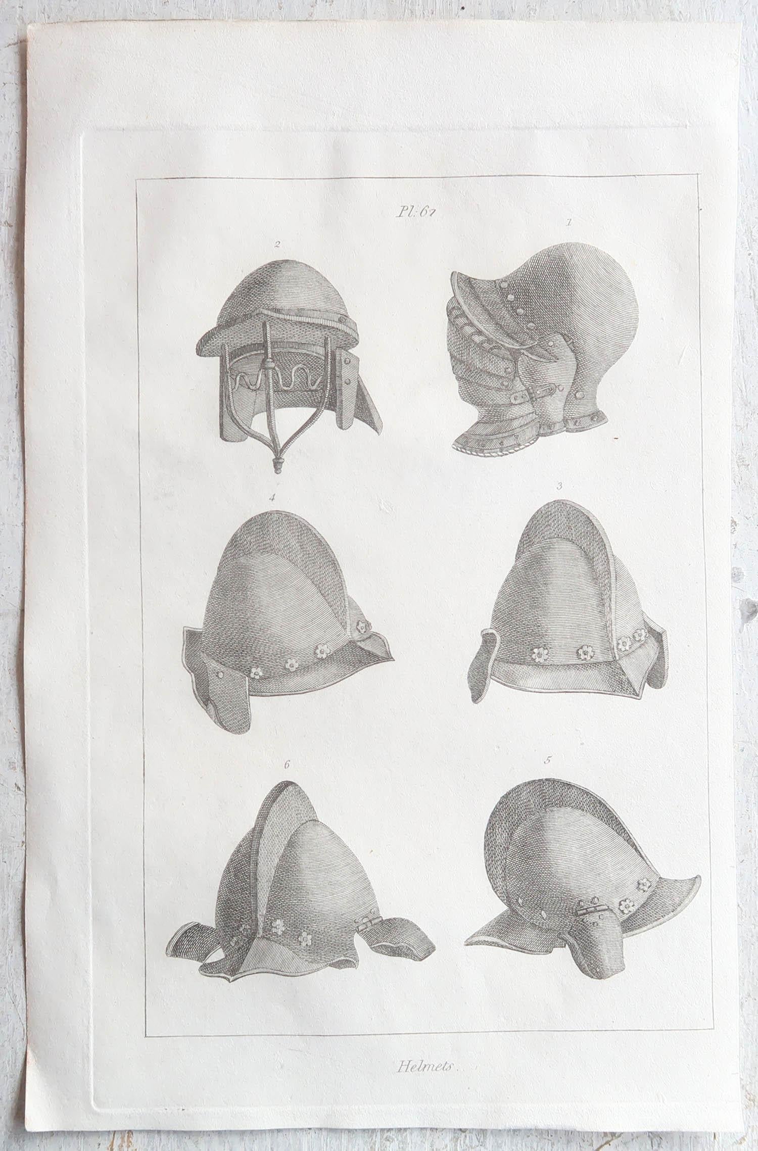 Set of 18 Original Antique Prints of Armour / Helmets, Circa 1800 For ...