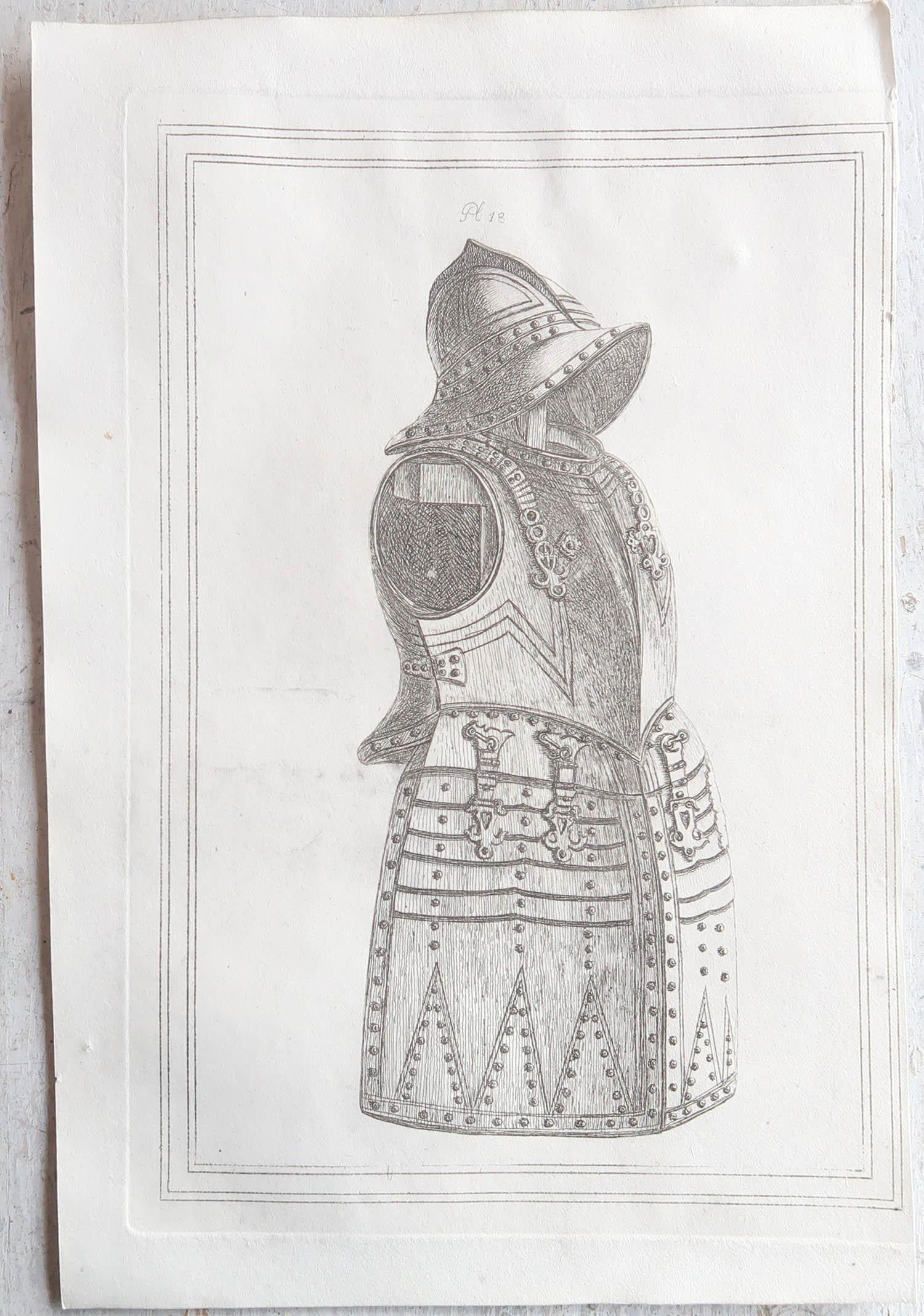Set of 18 Original Antique Prints of Armour / Helmets, Circa 1800 For ...