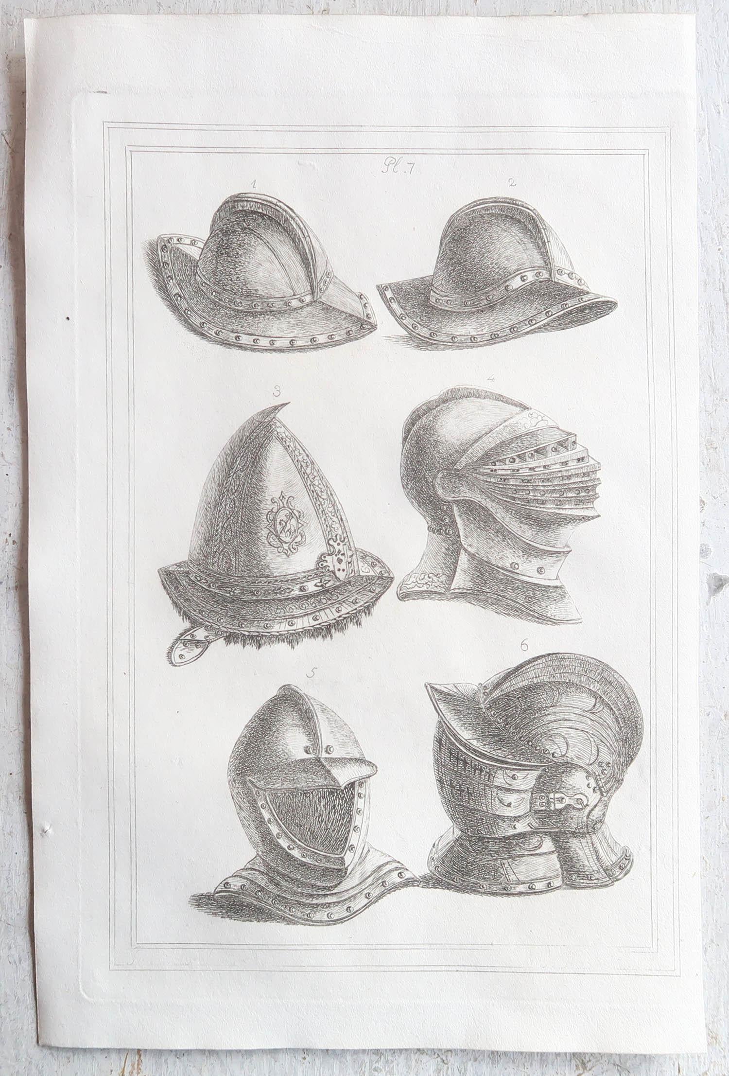 Set of 18 Original Antique Prints of Armour / Helmets, Circa 1800 For ...