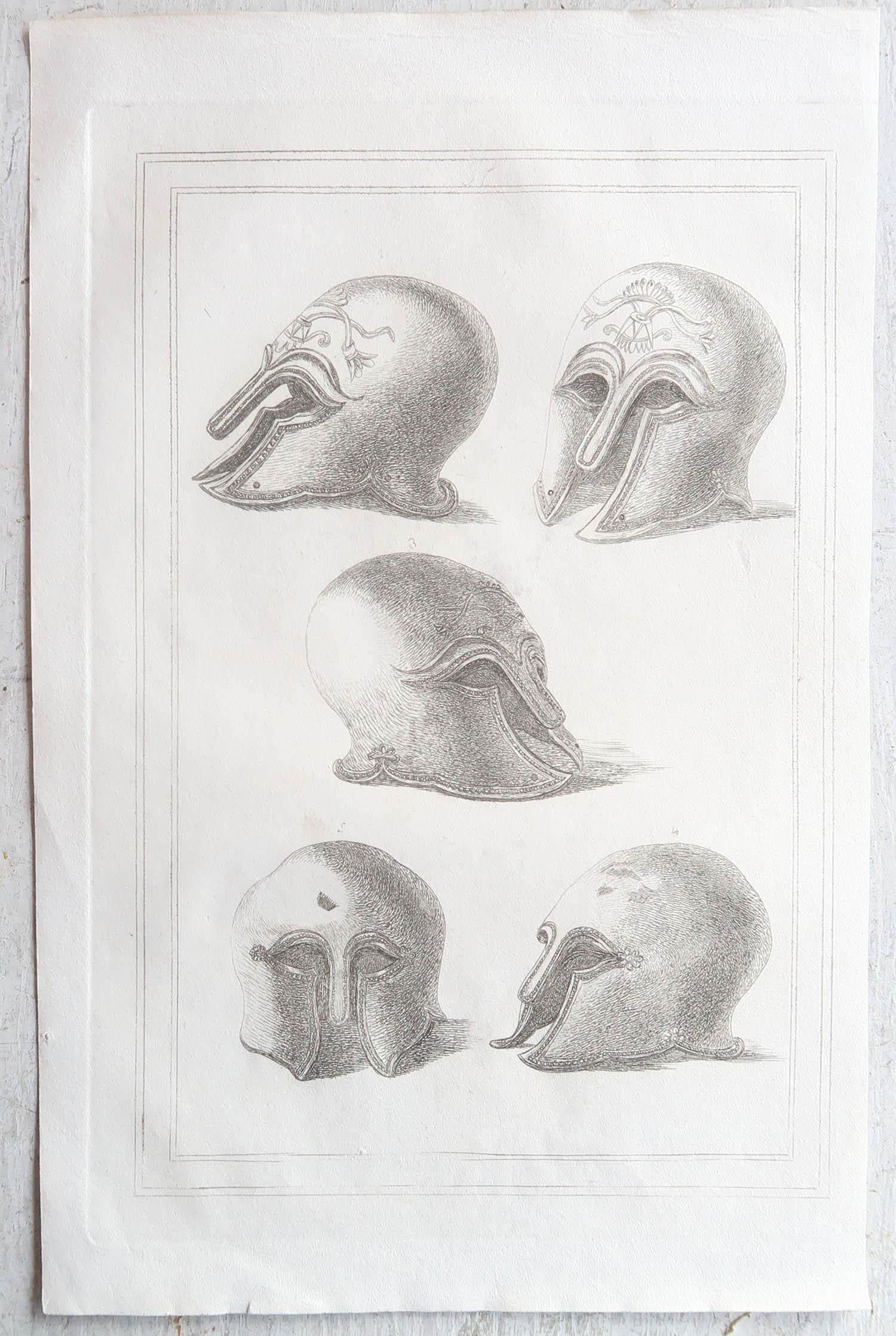 Set of 18 Original Antique Prints of Armour / Helmets, Circa 1800 For ...