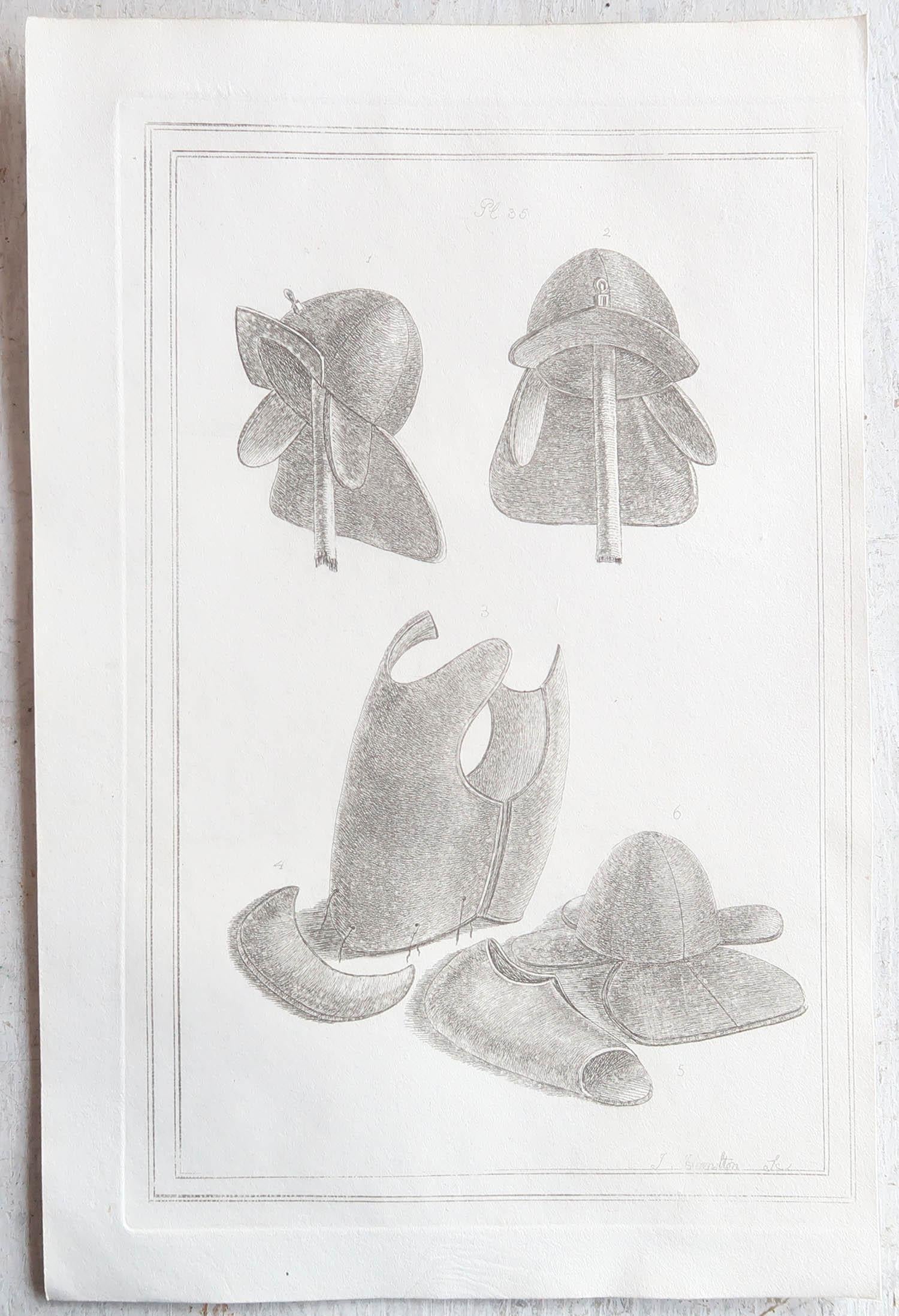 Set of 18 Original Antique Prints of Armour / Helmets, Circa 1800 For ...