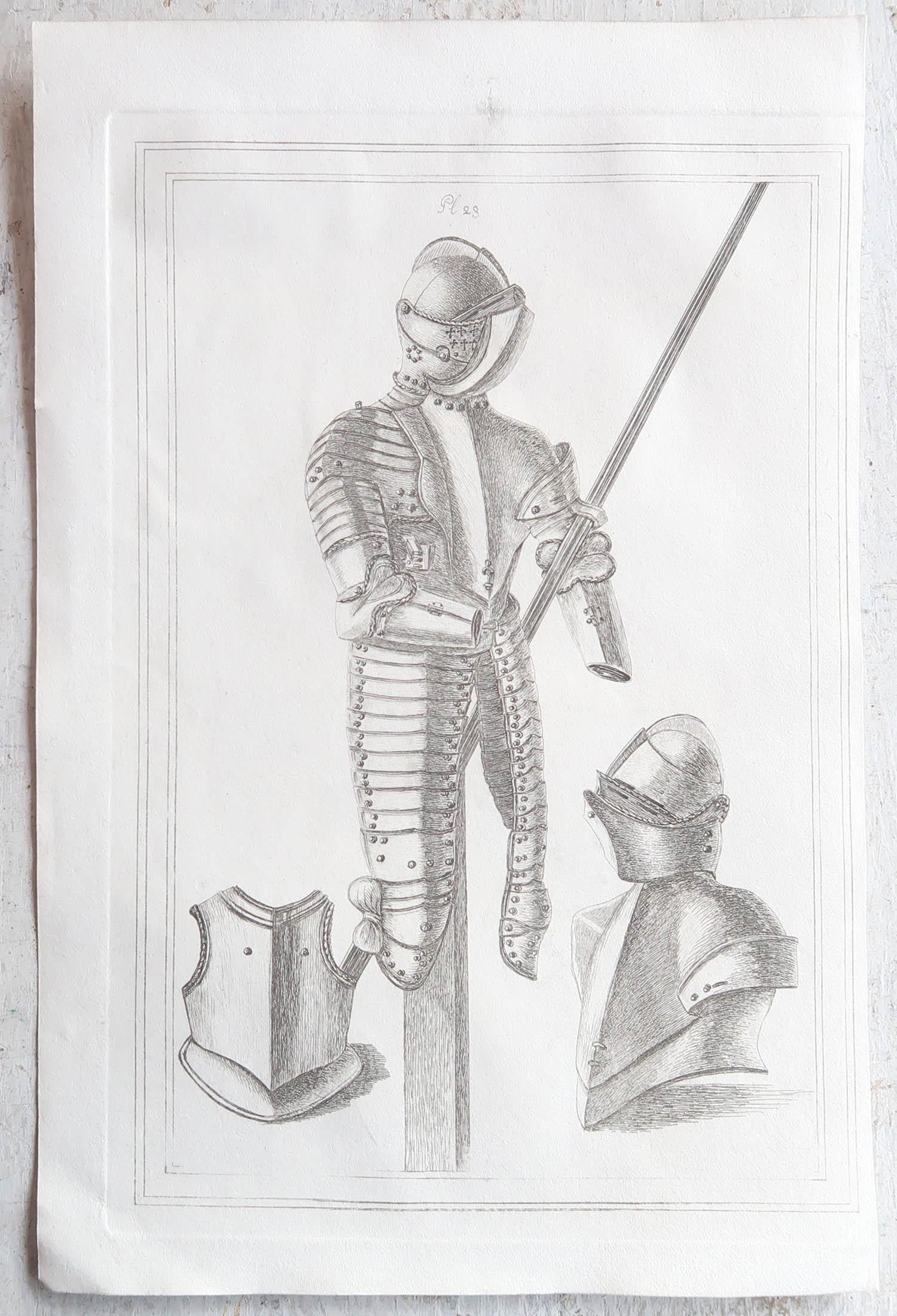 Set of 18 Original Antique Prints of Armour / Helmets, Circa 1800 For ...