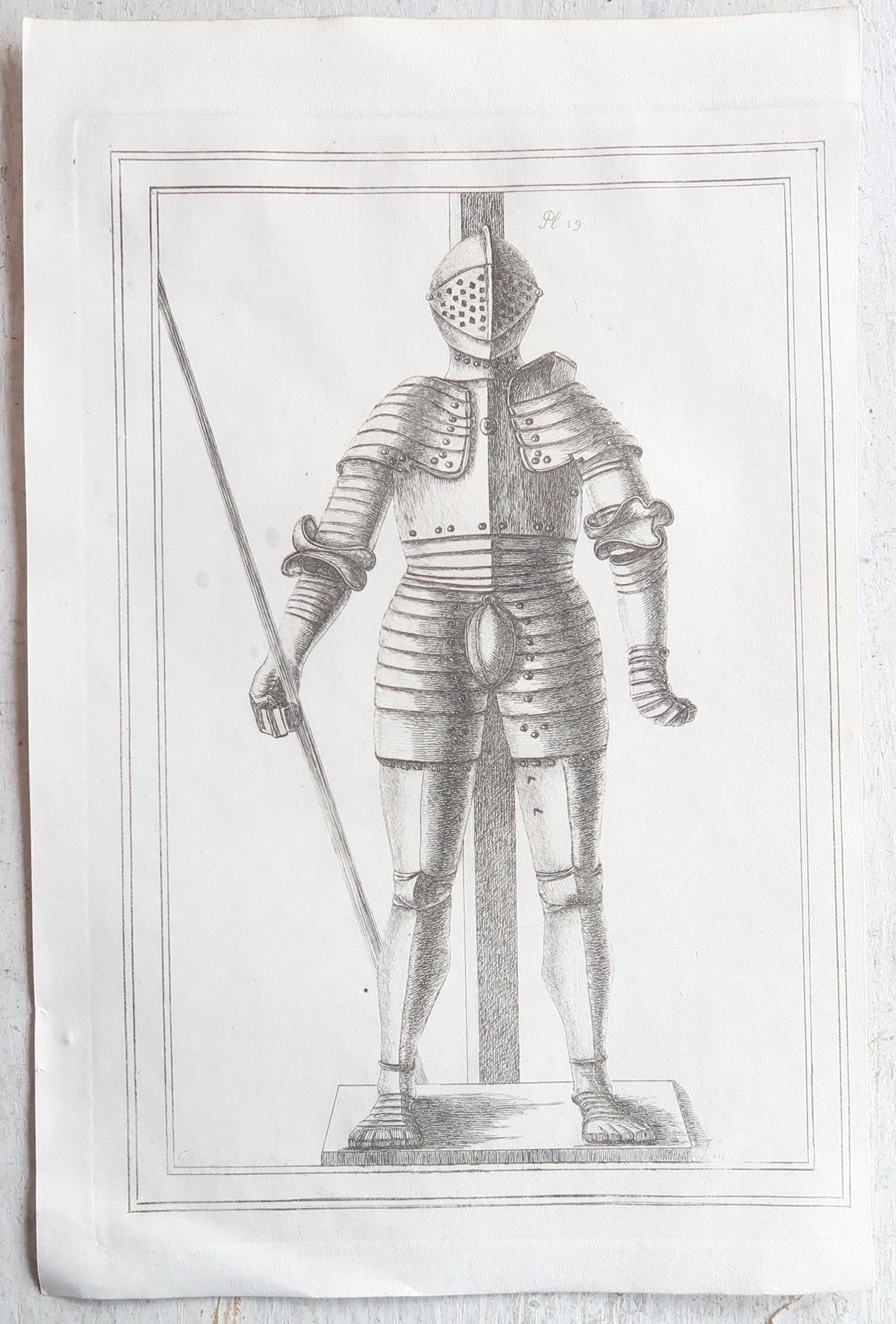 Set of 18 Original Antique Prints of Armour / Helmets, Circa 1800 For ...