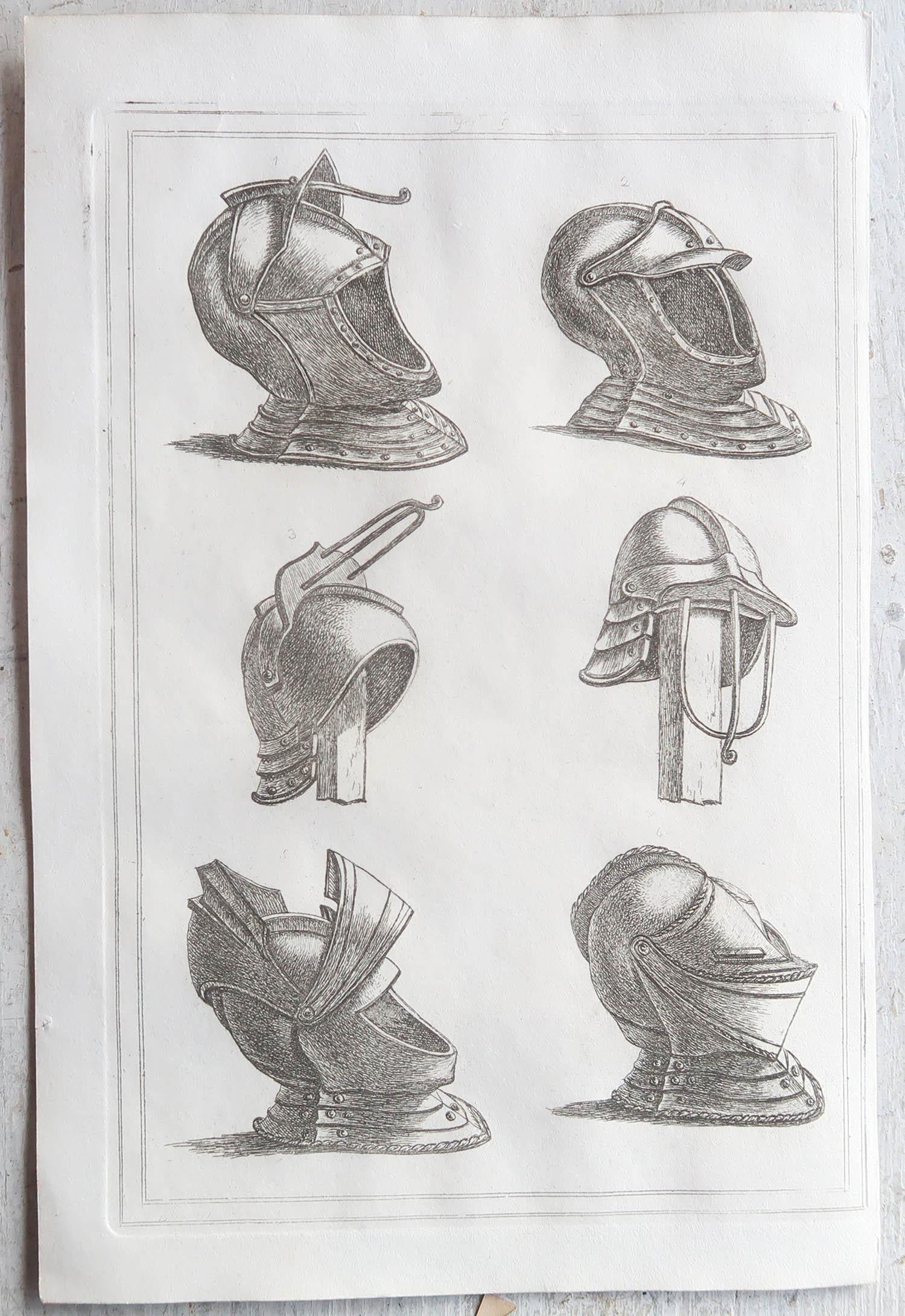 Set of 18 Original Antique Prints of Armour / Helmets, Circa 1800 For ...