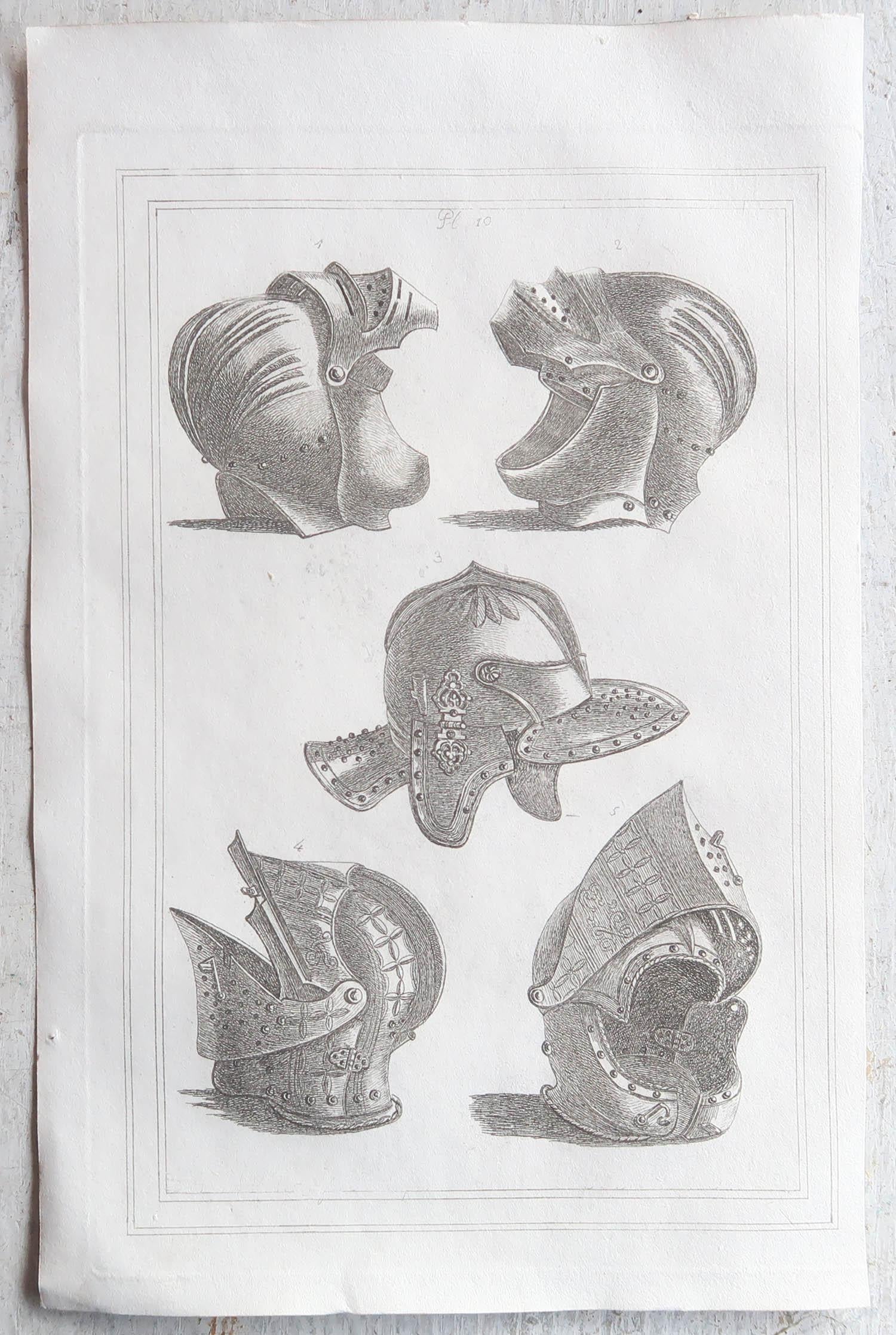 Set of 18 Original Antique Prints of Armour / Helmets, Circa 1800 For ...