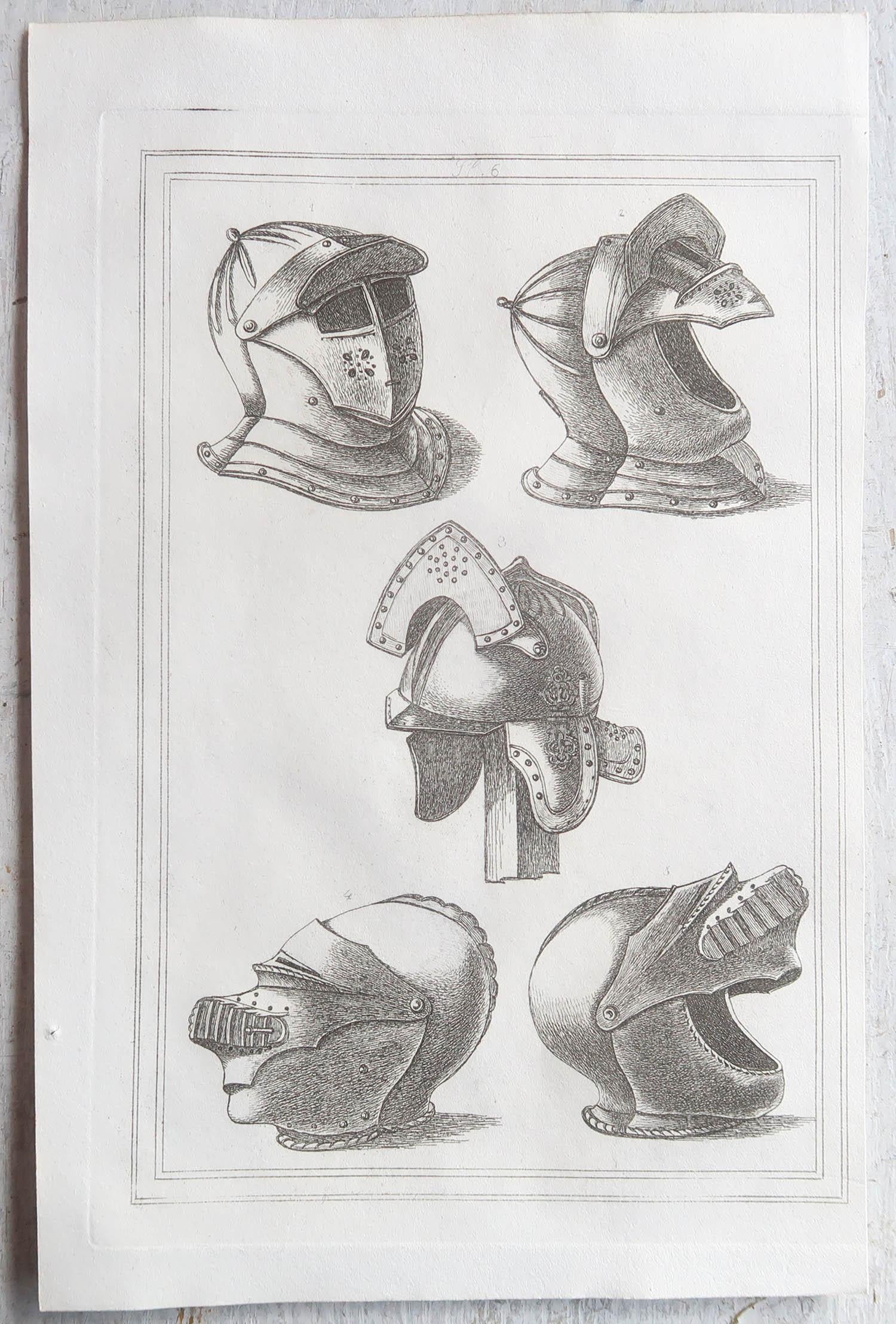 Set of 18 Original Antique Prints of Armour / Helmets, Circa 1800 For ...