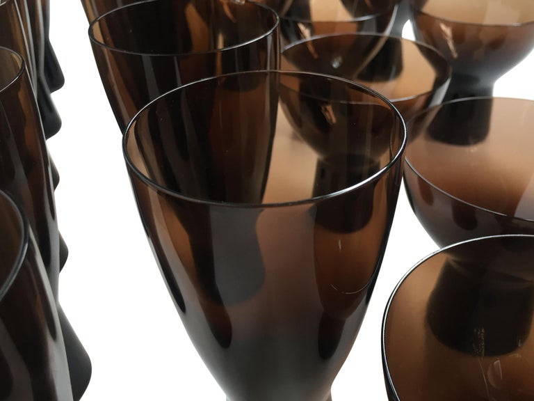 Set of 1960s Smoke-Tint Glassware For Sale at 1stDibs