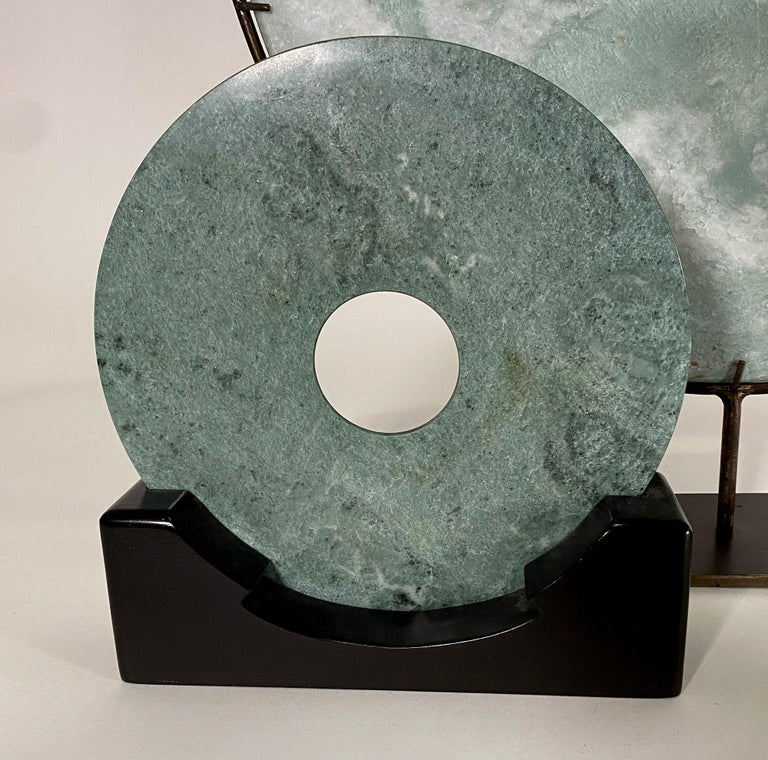 Set of 3, 19th Century Chinese Jade Discs on Stands For Sale at 1stDibs