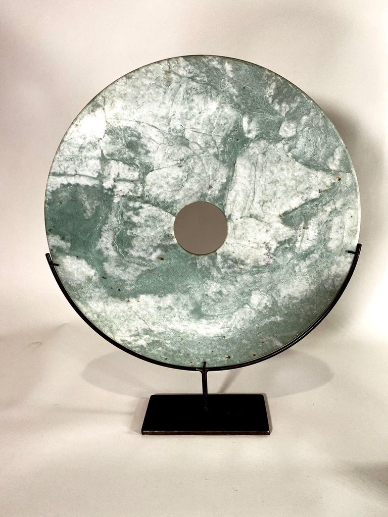 Set of 3, 19th Century Chinese Jade Discs on Stands For Sale at 1stDibs