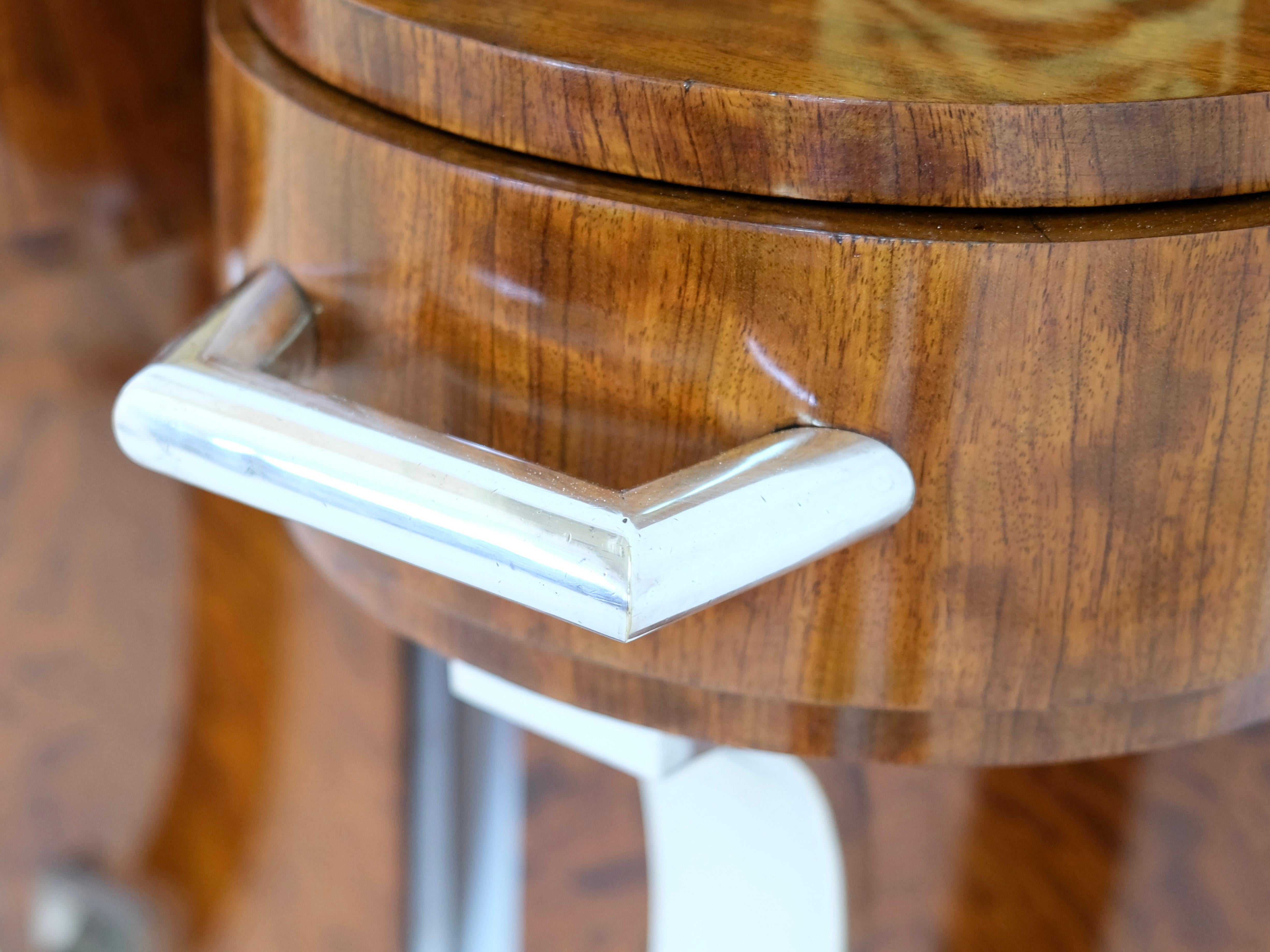 Set of 2 1930s French Art Deco Half Round Bedside Table Consoles with ...