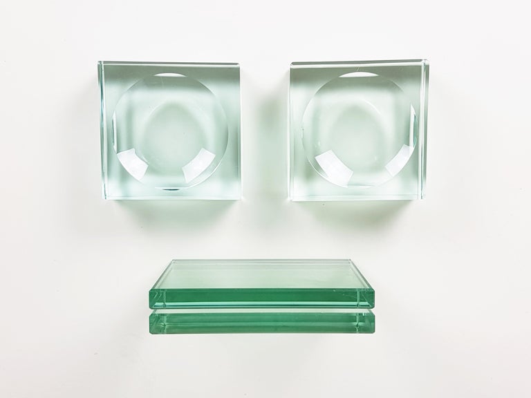 Set of 2 1980s Ashtrays and Picture Frame in Cut Glass For Sale at 1stDibs